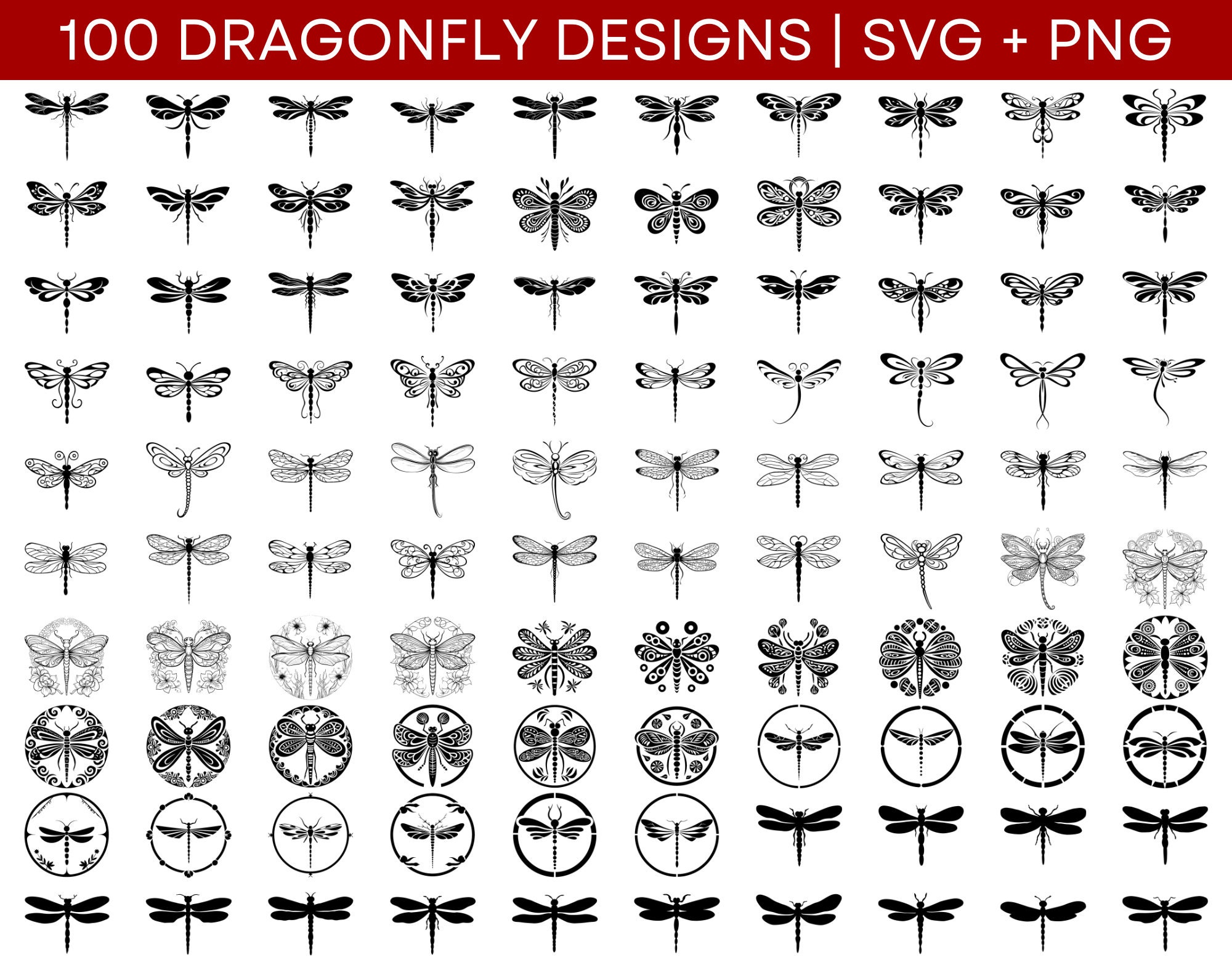 Dragonfly SVG Bundle - Dragonfly PNG Bundle - Dragonfly Clipart - Dragonfly SVG Cut Files for ...