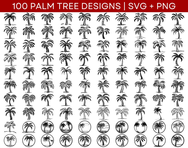 Palm Tree SVG Bundle - Palm Tree PNG Bundle - Palm Tree Clipart - Palm ...