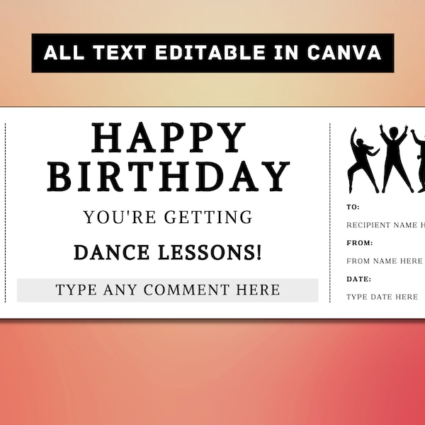 Dance Lesson Voucher Template - Etsy
