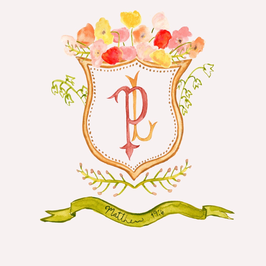 Custom Hand Painted Watercolor Crest Personalized Family - Etsy