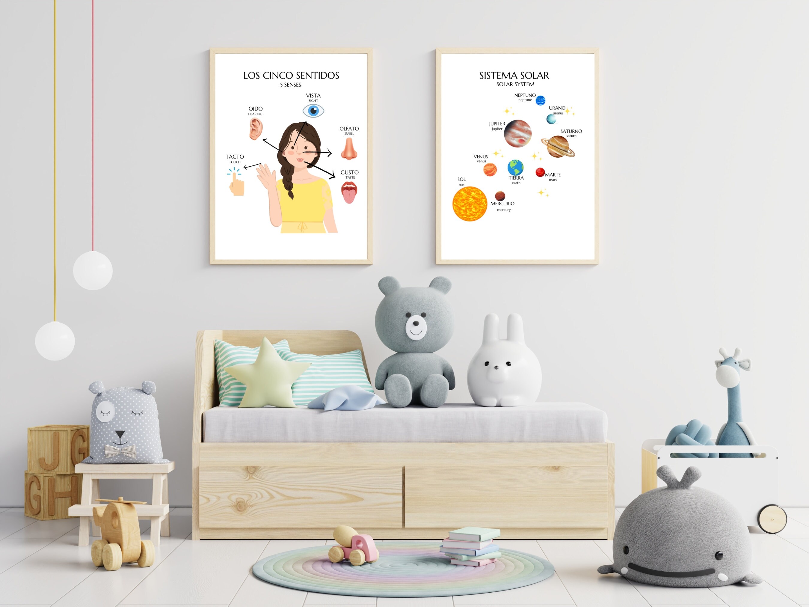 Bilingual Poster 12-pack Set spanish With English Educational Posters ...