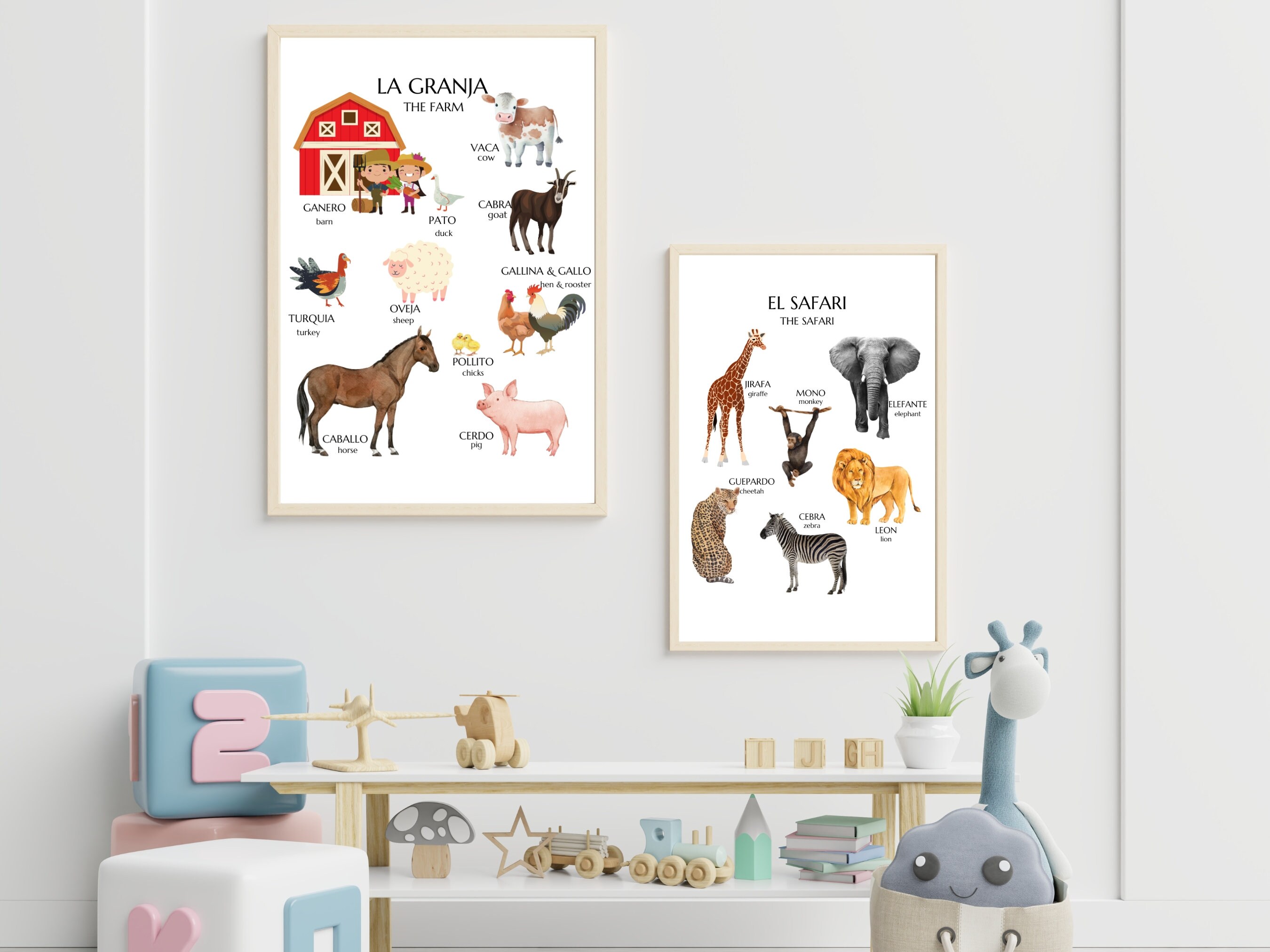 Bilingual Poster 12-pack Set spanish With English Educational Posters ...