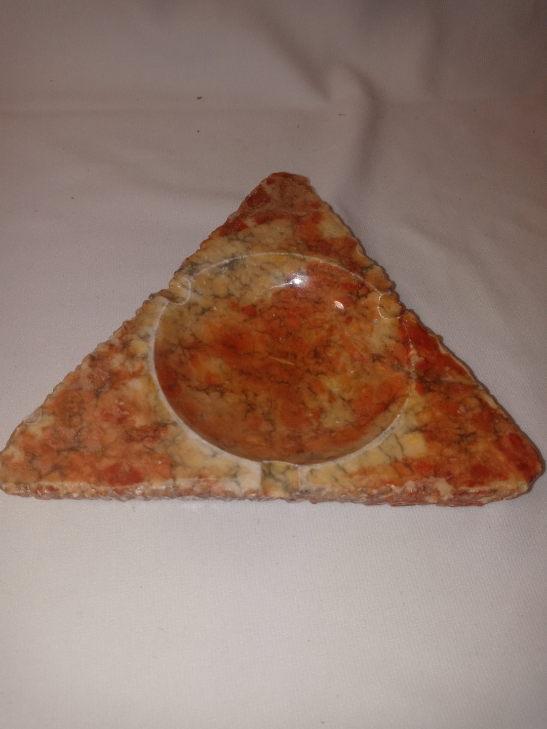 8"x8"x8"x1.5" Antique 1960s Italian Burnt Orange and Coral Alabaster ...