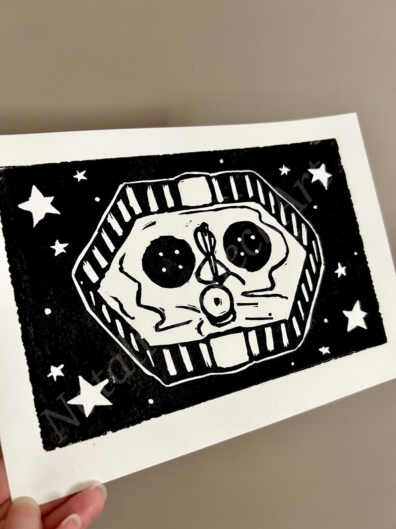 Coraline Inspired | "new Eyes" | Button Eyes | Linocut ...