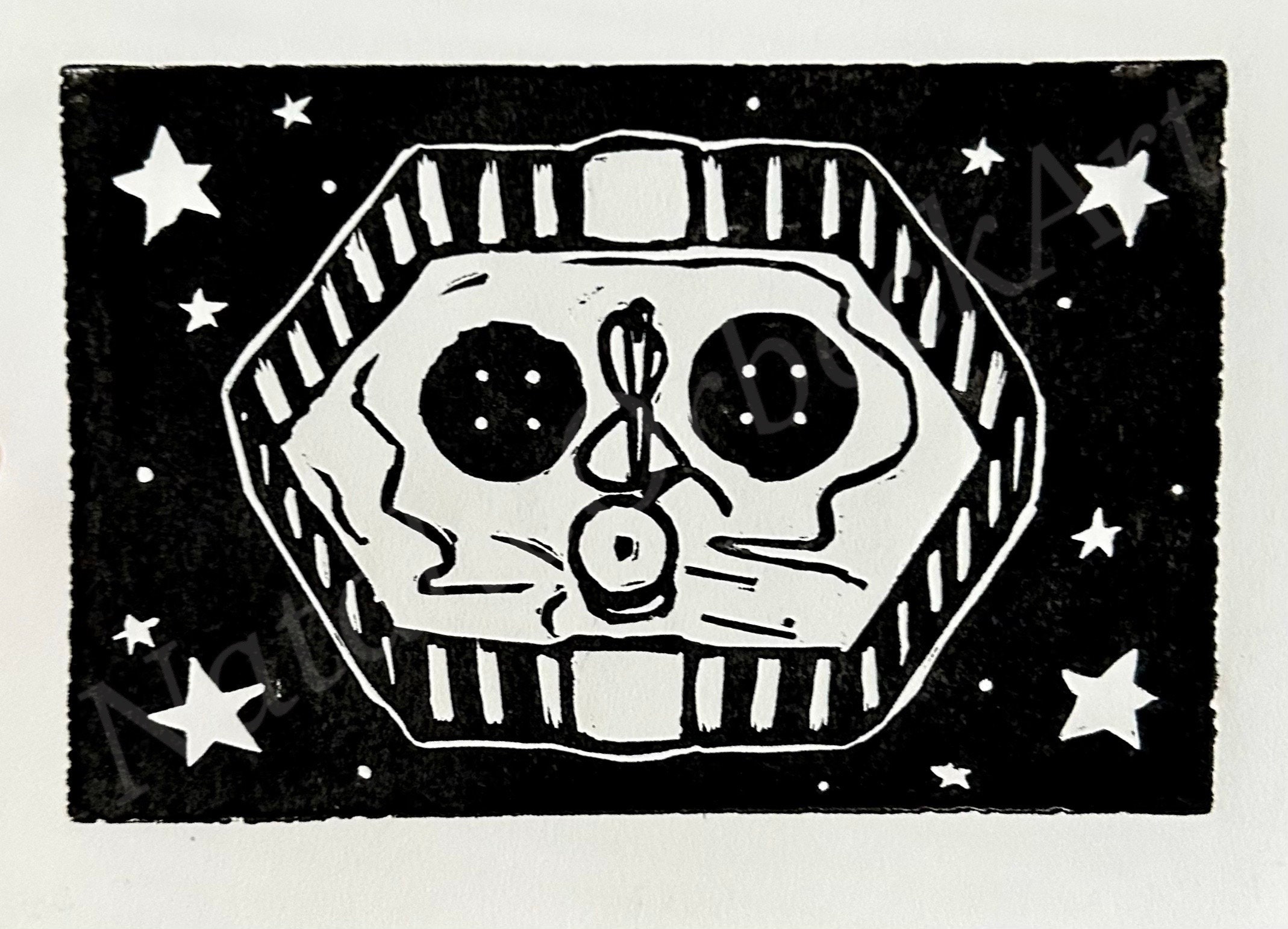 Coraline Inspired | "new Eyes" | Button Eyes | Linocut ...