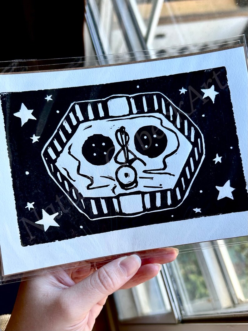 Coraline Inspired | "new Eyes" | Button Eyes | Linocut ...