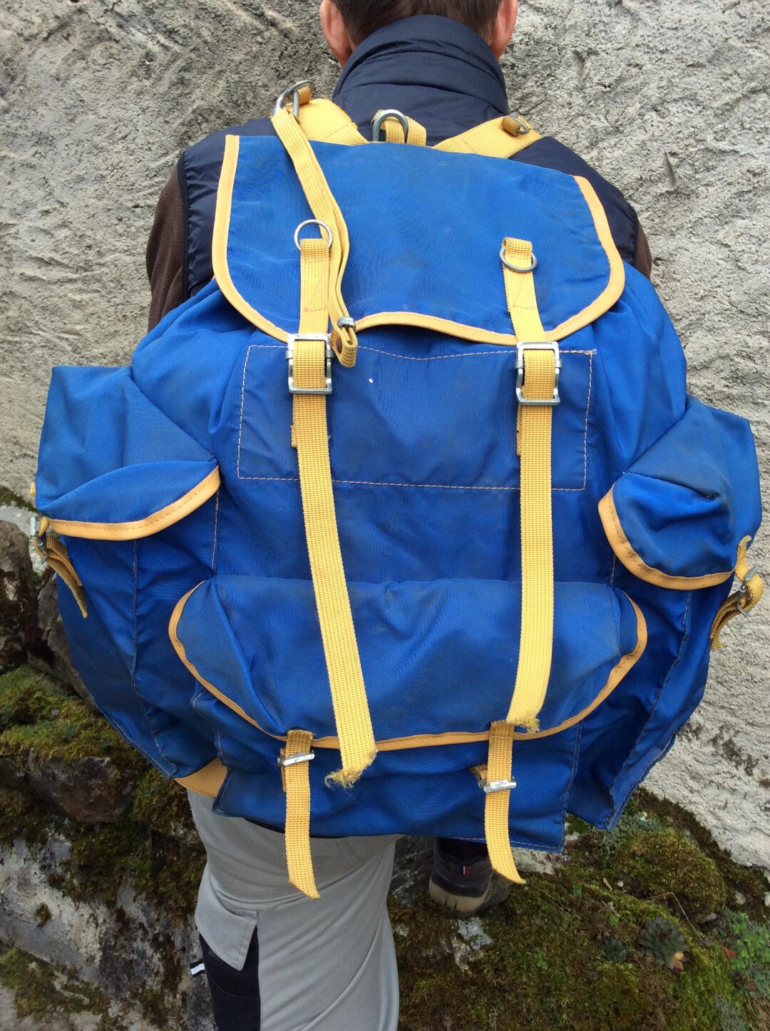 Lafuma French Vintage 1960s Blue Nylon Canvas Mountain Rucksack ...