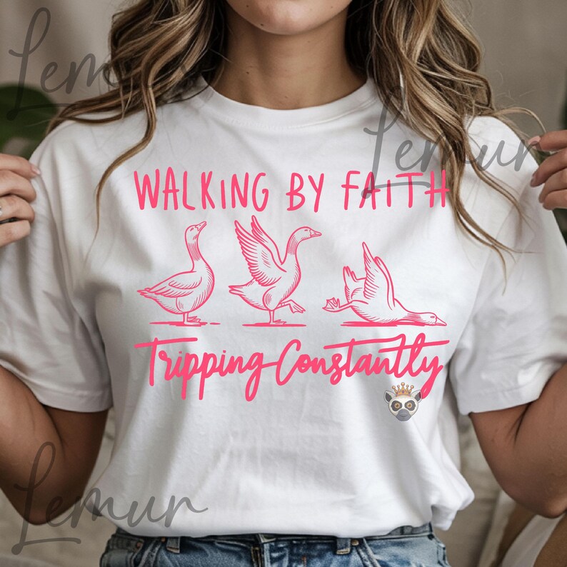 Tripping Goose SVG PNG, Walking by Faith Humor Design, Tripping ...