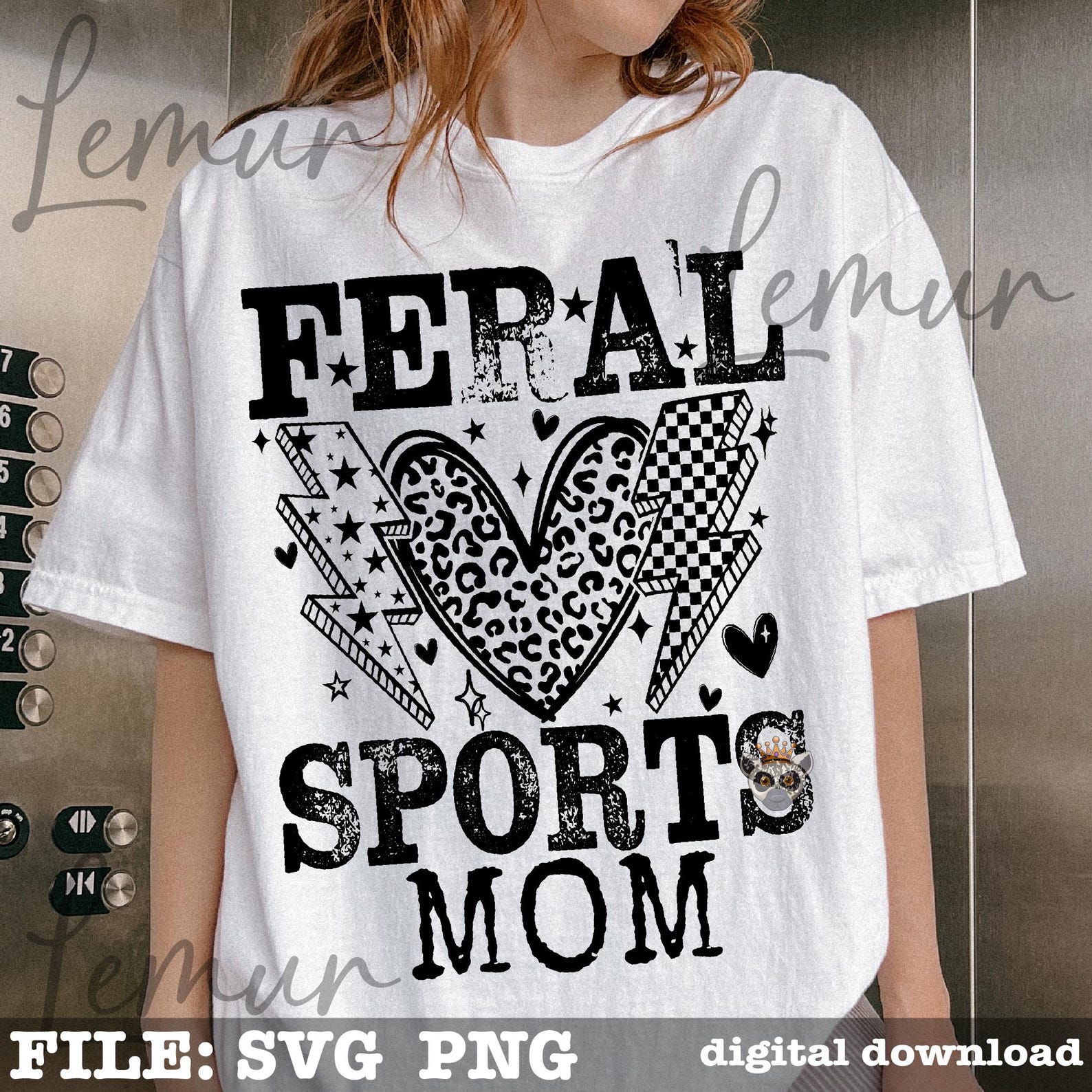Funny Feral Sports Mom SVG PNG, Leopard Heart Lightning Bolt Svg ...