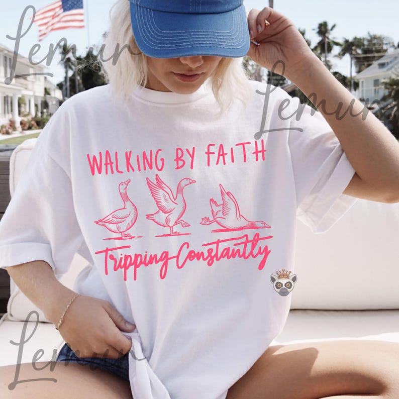 Tripping Goose SVG PNG, Walking by Faith Humor Design, Tripping ...