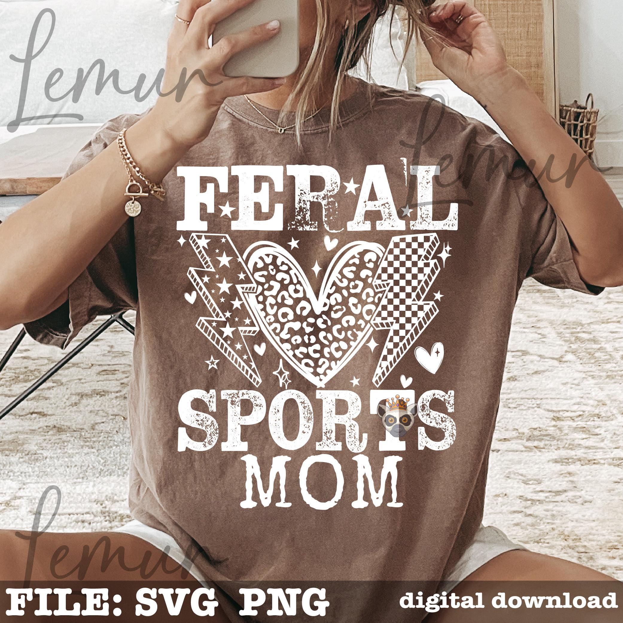 Funny Feral Sports Mom SVG PNG, Leopard Heart Lightning Bolt Svg ...