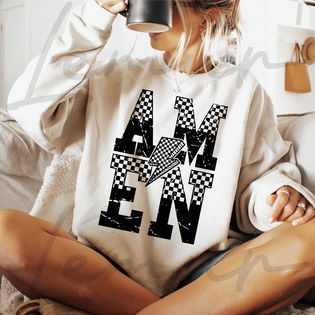 Retro Checker Amen PNG Svg, Amen Svg Checkered Christian, Christian ...