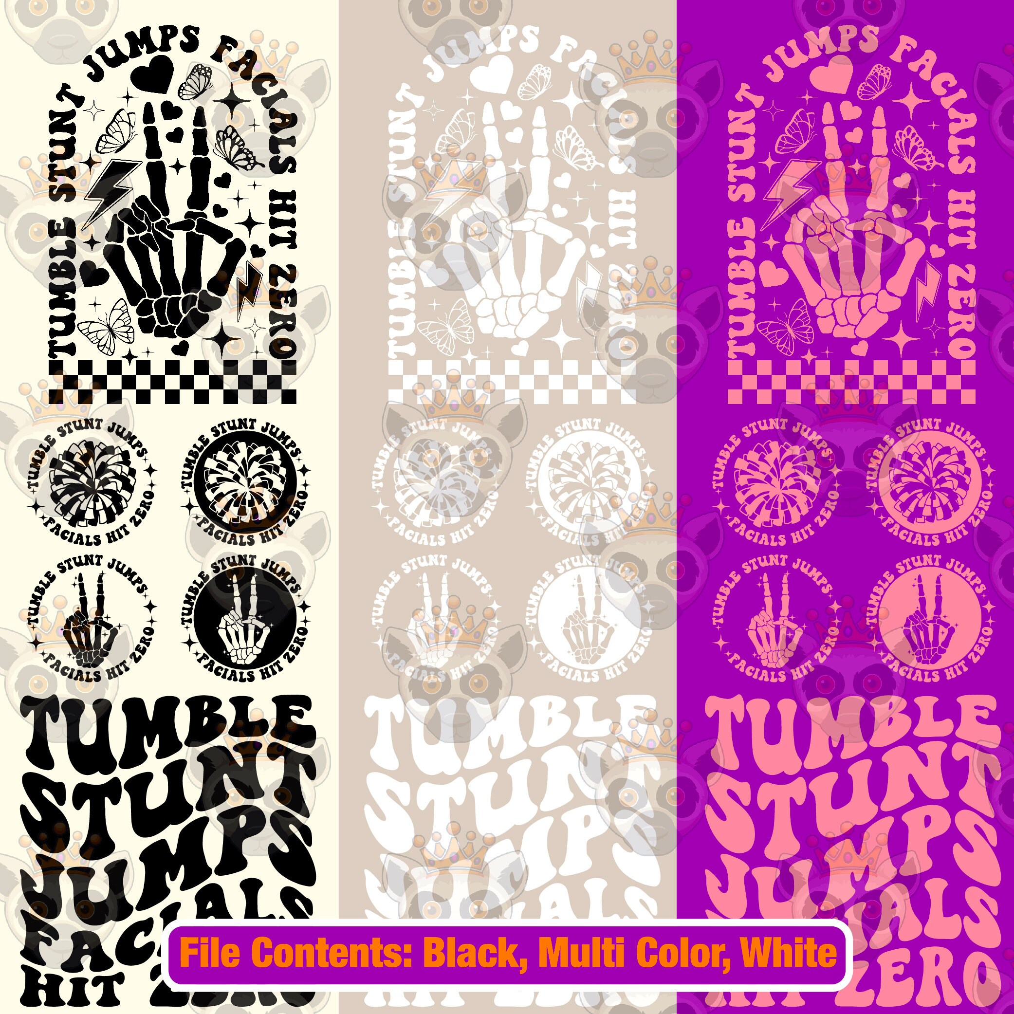 Tumble Stunt Jumps Facials Hit Zero Svg Png, Cheer Mom Svg, Cheer Fan ...