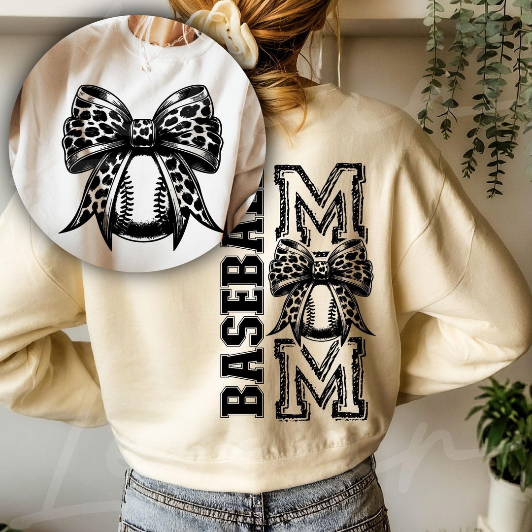 Retro Baseball Mom Leopard Bow Svg Png, Baseball Mom, Baseball Svg ...