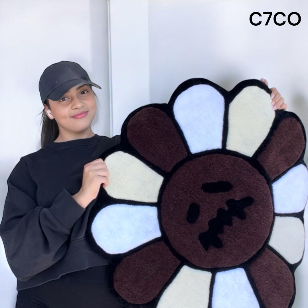 Handmade Tufted Flower Rug - Travis Scott X Murakami Rug -cactus Jack ...