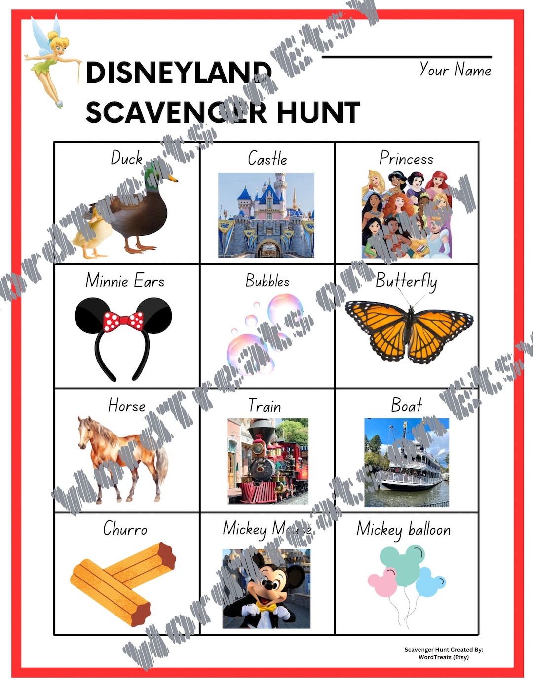 Disneyland Scavenger Hunt Perfect for All Ages - Etsy
