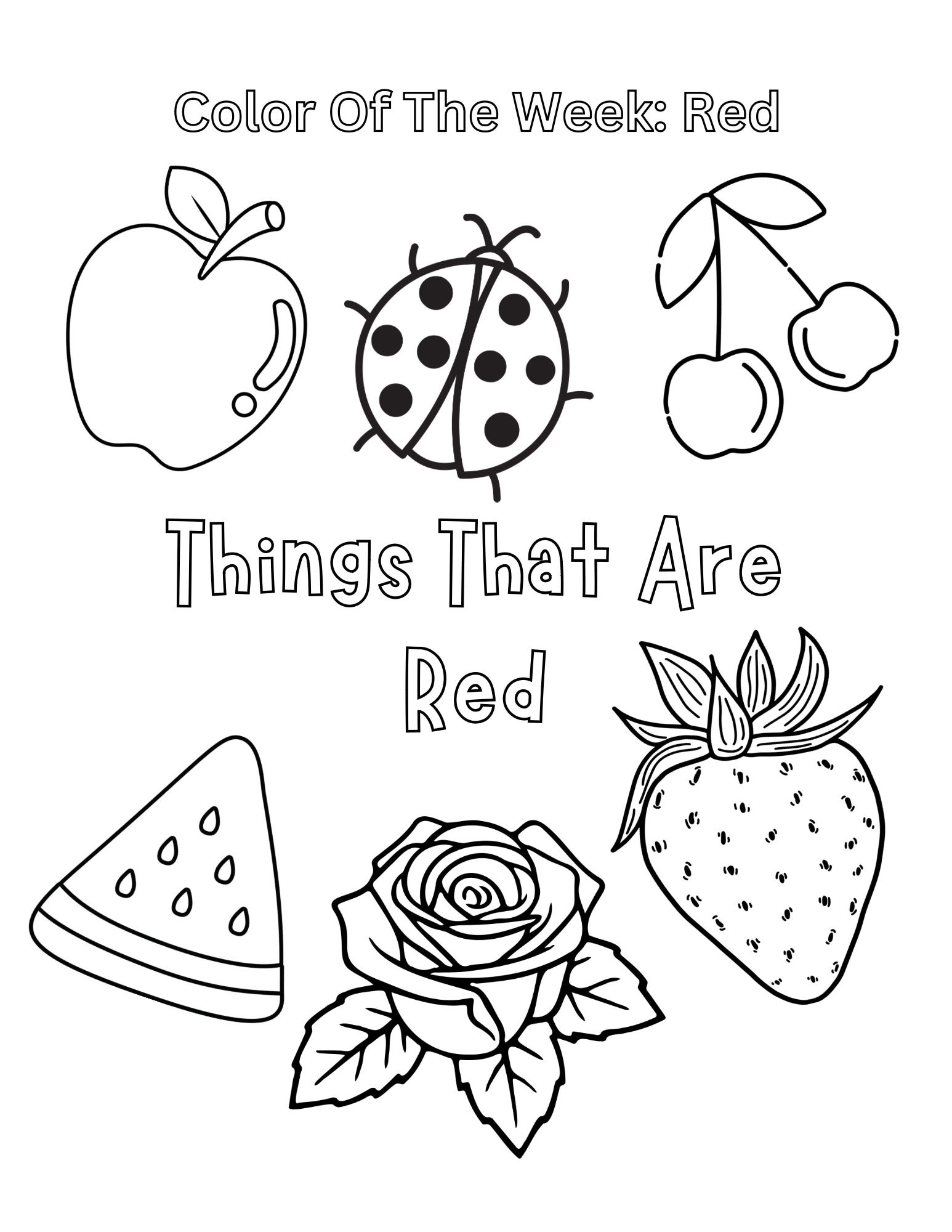 Color of the Week: Red (coloring and Activity Pages) - Etsy