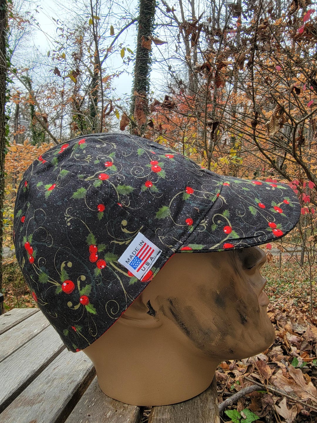 Christmas Berry Welding Cap: 100% Cotton Biker Cap, Made in USA - Etsy