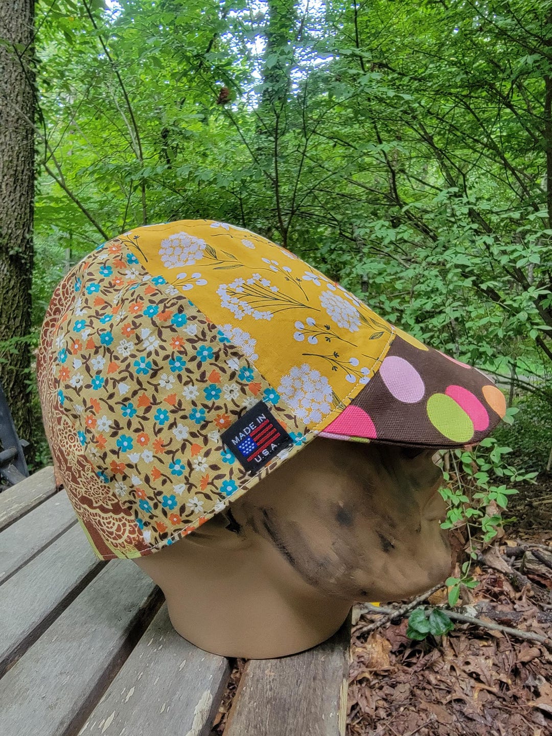 Welding Cap 100% Cotton Patchwork Quilting Floral Bikers Caps Made in ...