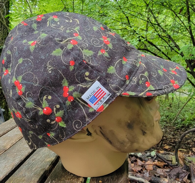 Christmas Berry Welding Cap: 100% Cotton Biker Cap, Made in USA - Etsy