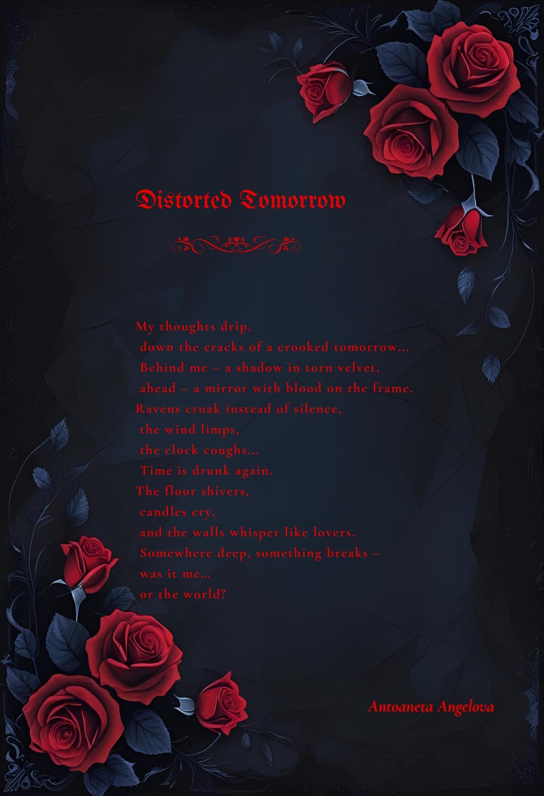 Gothic Printable Poem Card - Distorted Tomorrow - Dark Romantic Digital ...