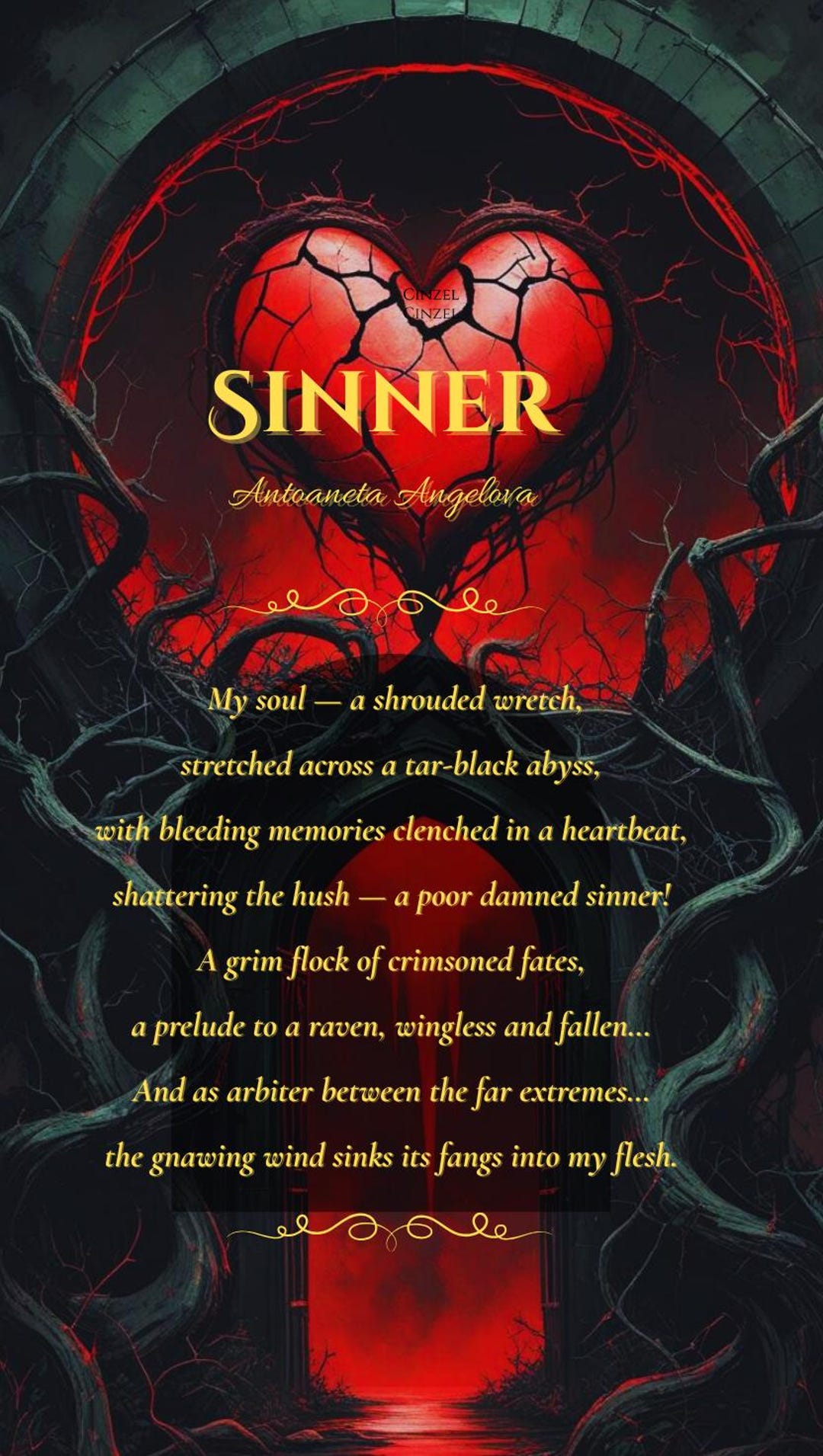 Gothic Printable Poem - Sinner/dark Romantic Digital Wall Art/antoaneta ...