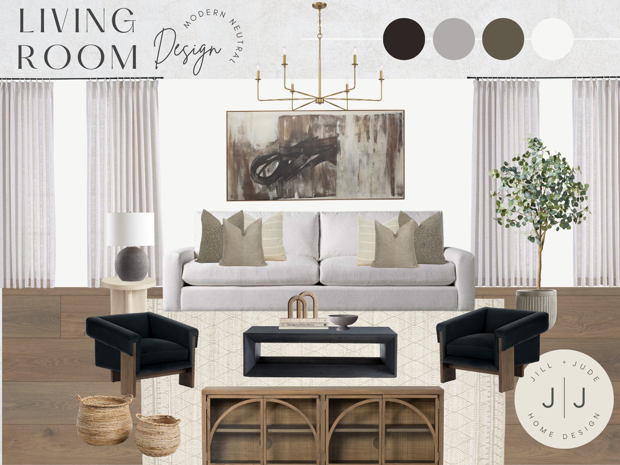 Interior Design: Neutral Living Room - Neutral Furniture and Decor - Etsy