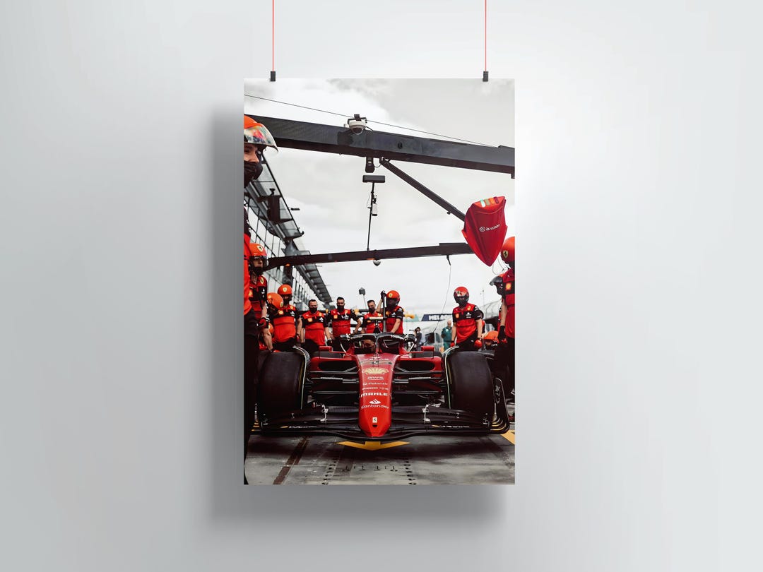 Ferrari F1 Pit Stop Poster, Formula One Wall Art, Charles Leclerc ...