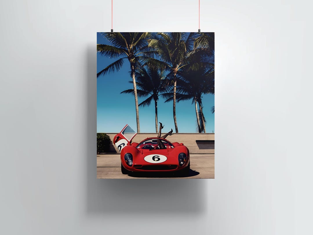 Ferrari Poster, Miami Exotic Car Art, Luxury Supercar Print, Tropical ...