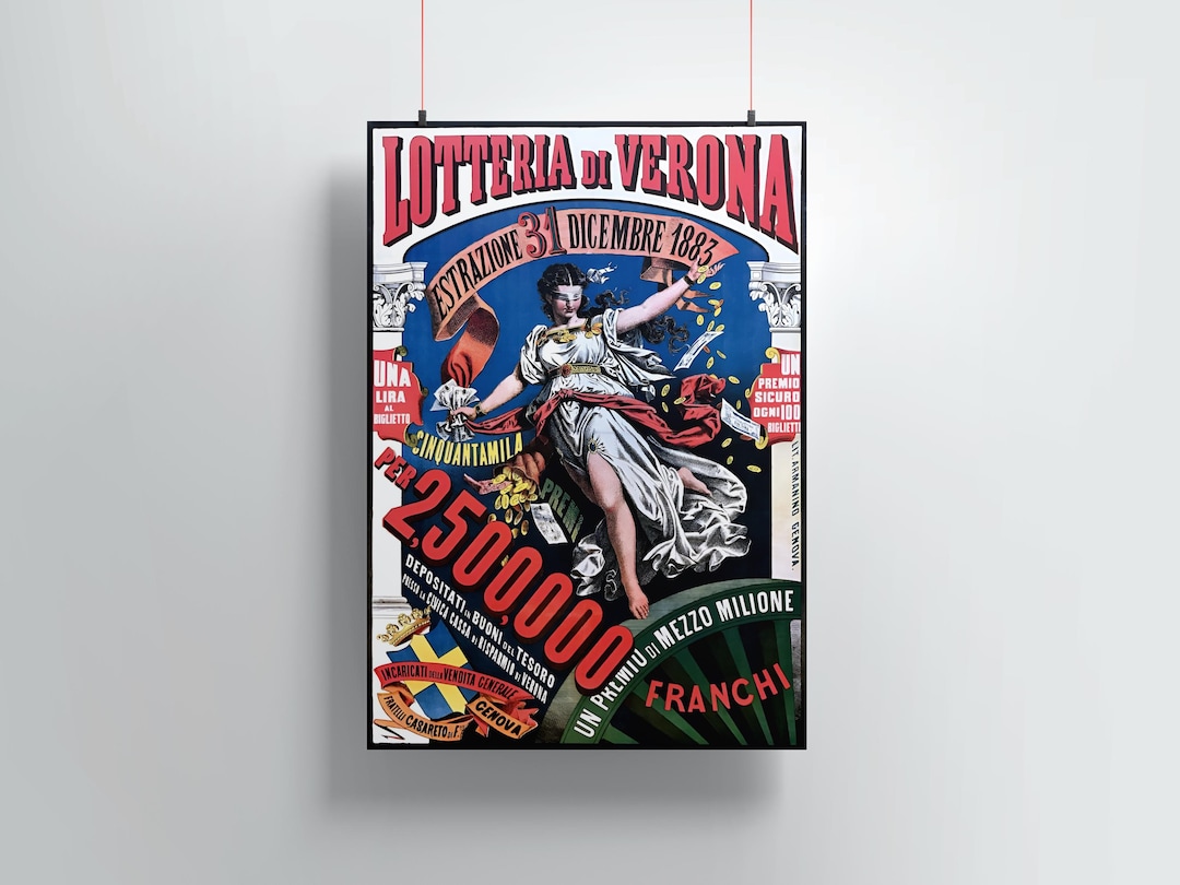 1883 Lotteria Di Verona Poster | Vintage Italian Lottery Print | Belle ...
