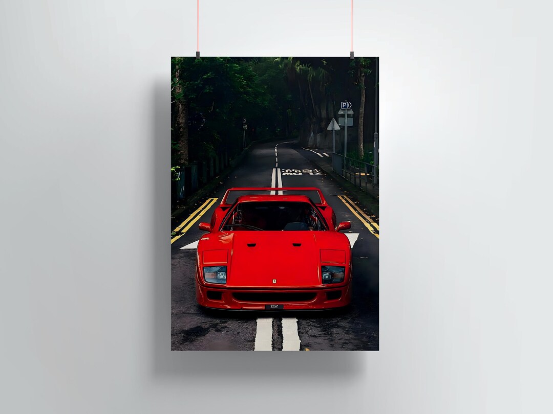 Ferrari F40 Poster, Ferrari Supercar Wall Art, 80s Exotic Car Print ...