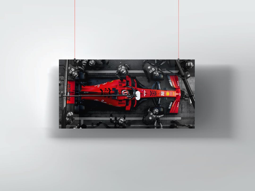 Formula 1 Wall Art | Ferrari F1 Pit Stop Poster | Charles Leclerc Car ...