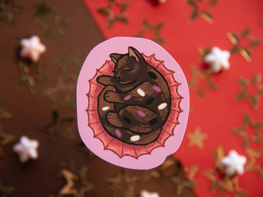 Chocolate "bonbon" the Cat - Matte Sticker - Etsy
