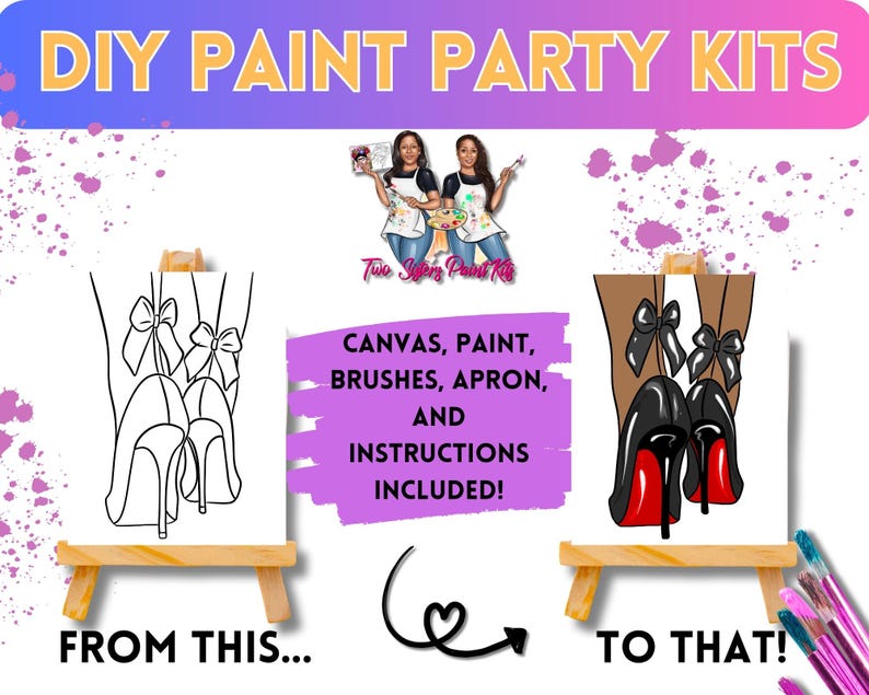 DIY Stiletto Paint Kit: Pre-drawn Canvas, Paint Party - Etsy