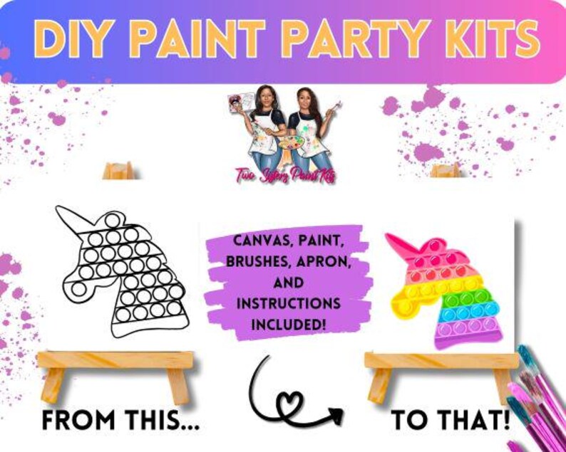 Unicorn Popper Canvas Paint Kit: DIY Party Activity - Etsy