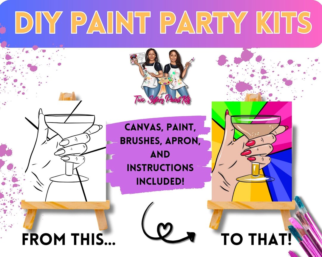 Canvas Paint Kit Toast/ Pre Drawn Outline Canvas/ DIY Canvas/ Party ...