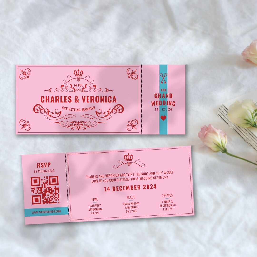 Colorful Destination Wedding Invitation Grand Budapest - Etsy