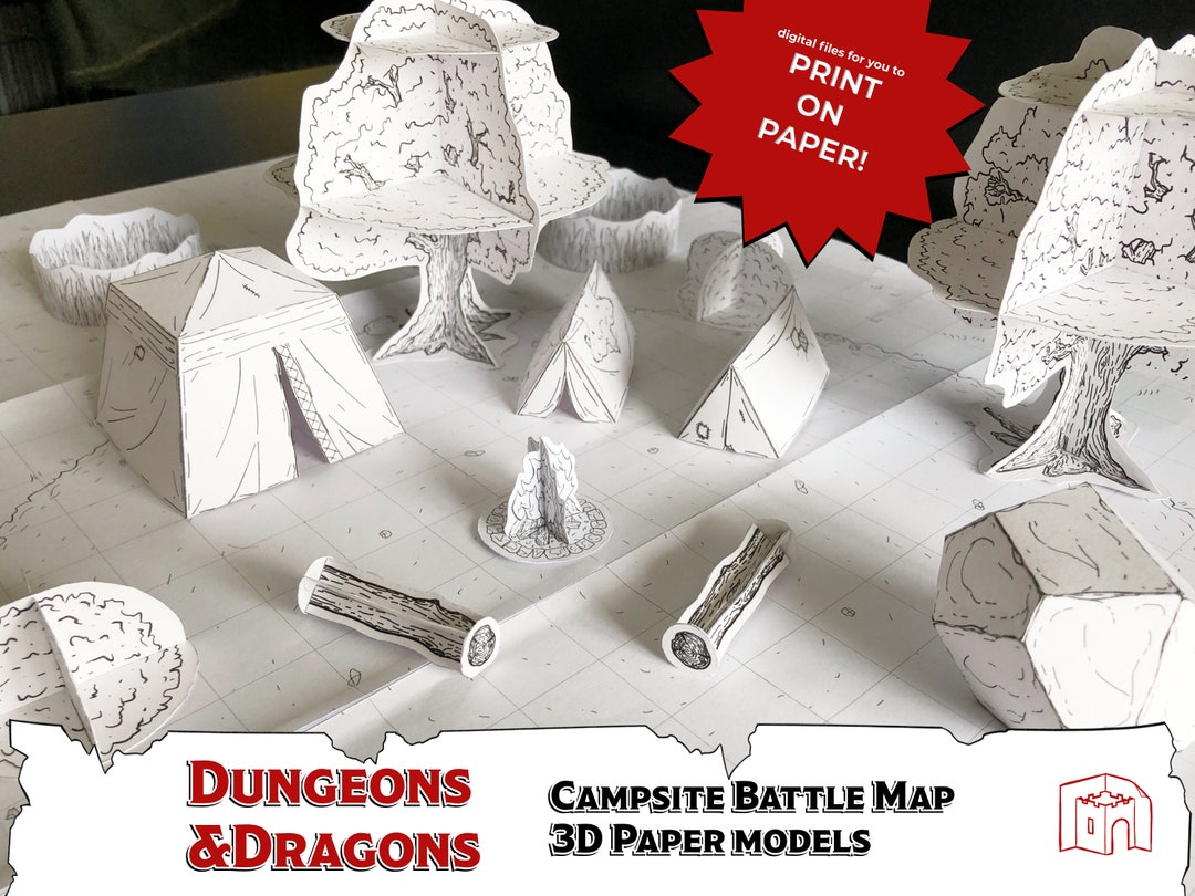 Outdoor Campsite 3D Paper Model Templates, for Dungeons and Dragons ...