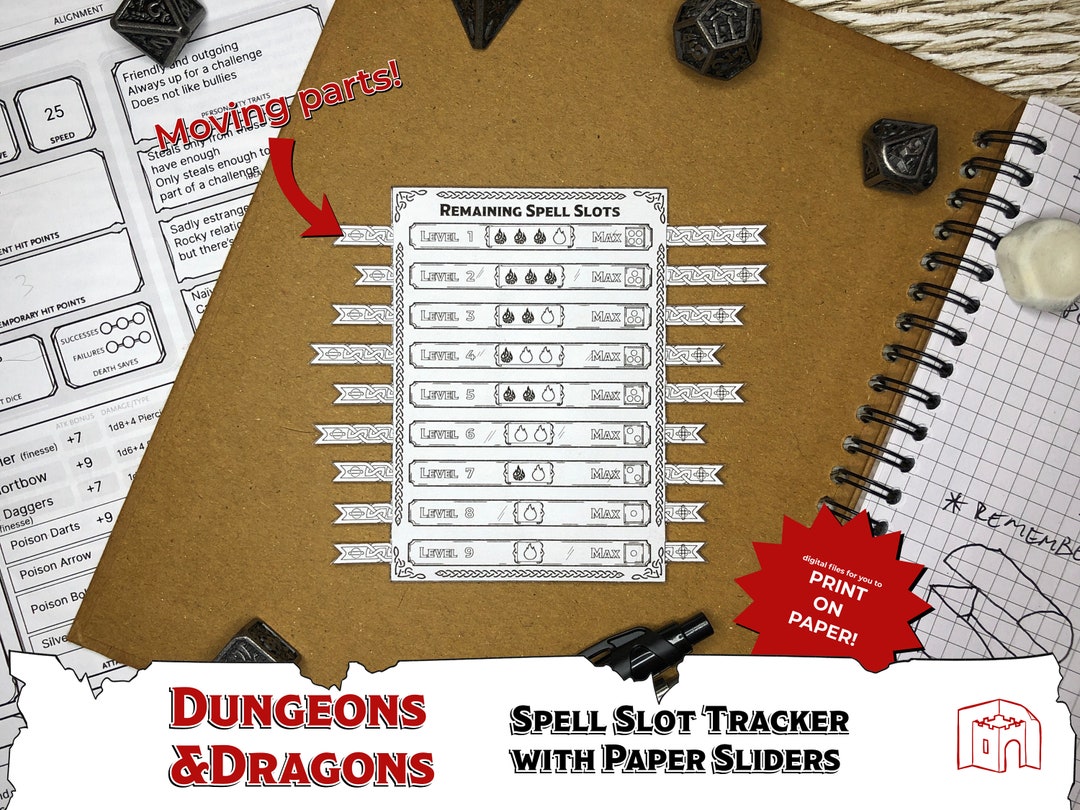 Spell Slot Tracker for Dungeons and Dragons Spellcasters, TTRPG, Paper ...