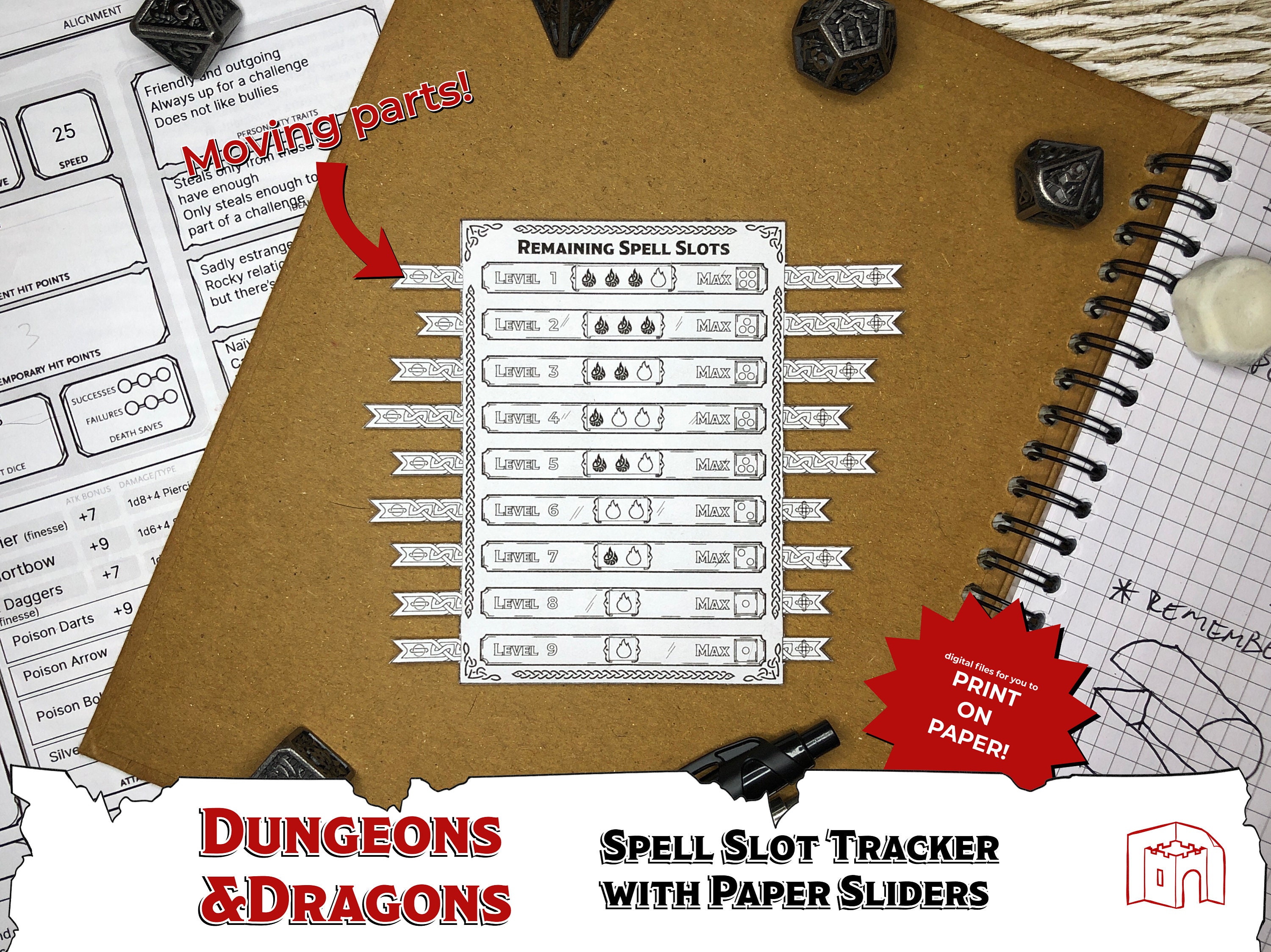 Spell Slot Tracker for Dungeons and Dragons Spellcasters, TTRPG, Paper ...