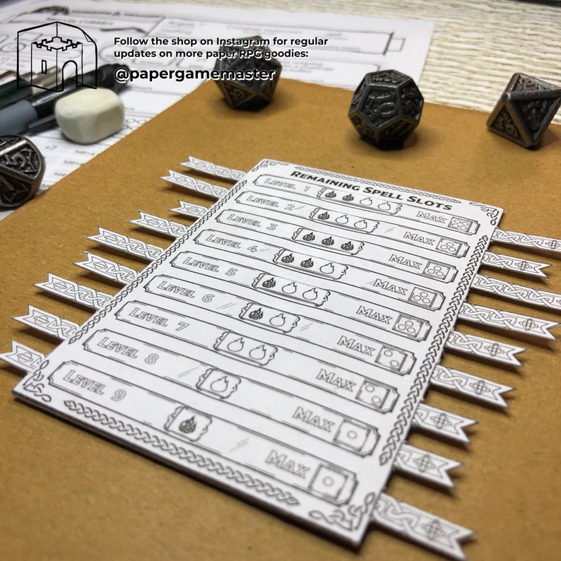 Spell Slot Tracker for Dungeons and Dragons Spellcasters, TTRPG, Paper ...