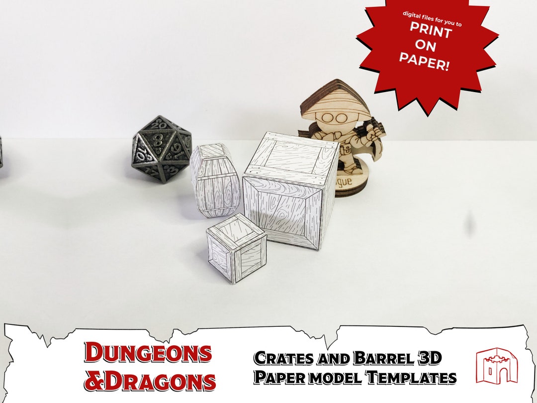 Crates and Barrel 3D Paper Model Templates, for Dungeons and Dragons ...