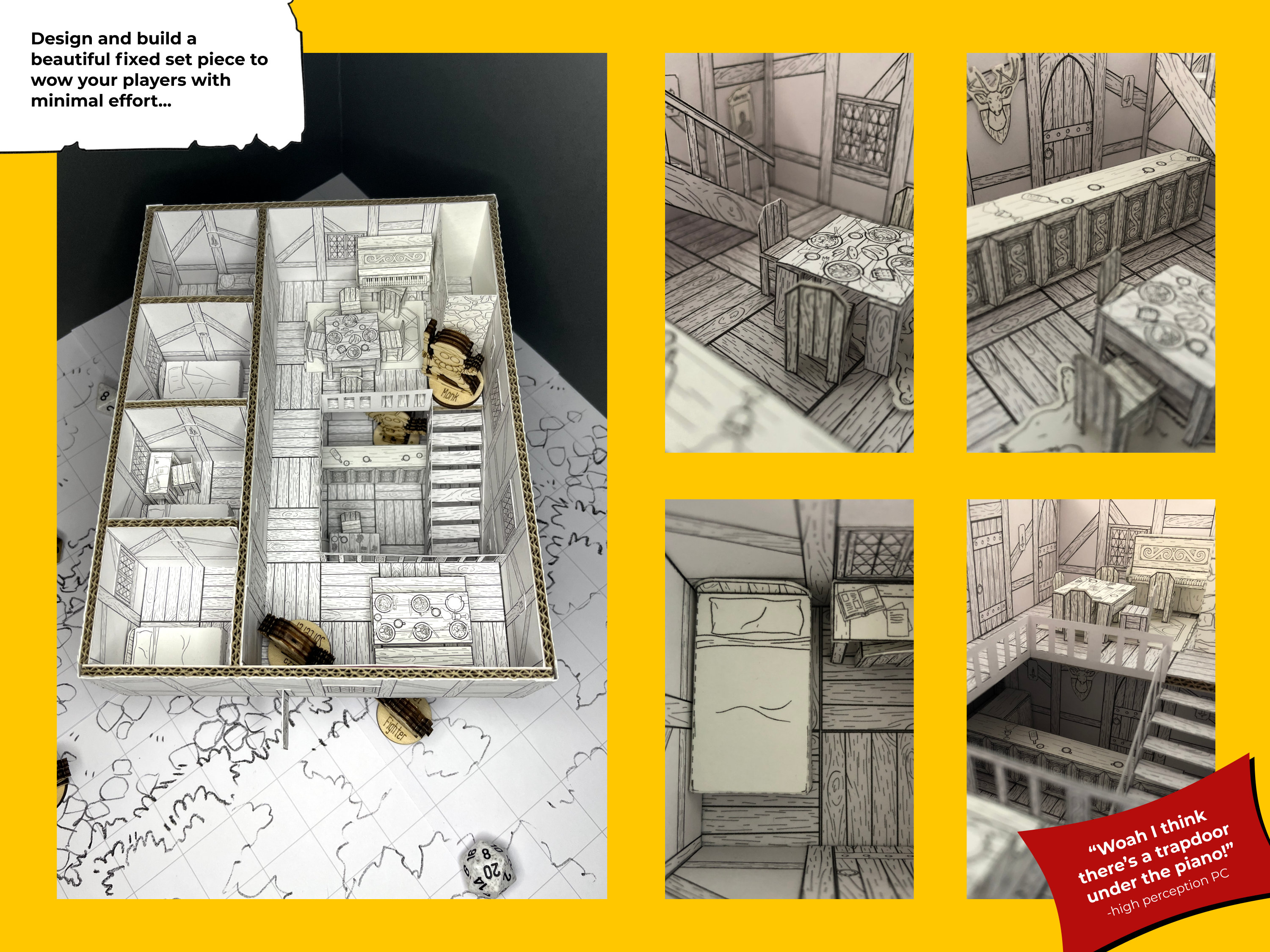 Tavern/inn 3D Paper Model Templates, Full Set for Dungeons and Dragons ...