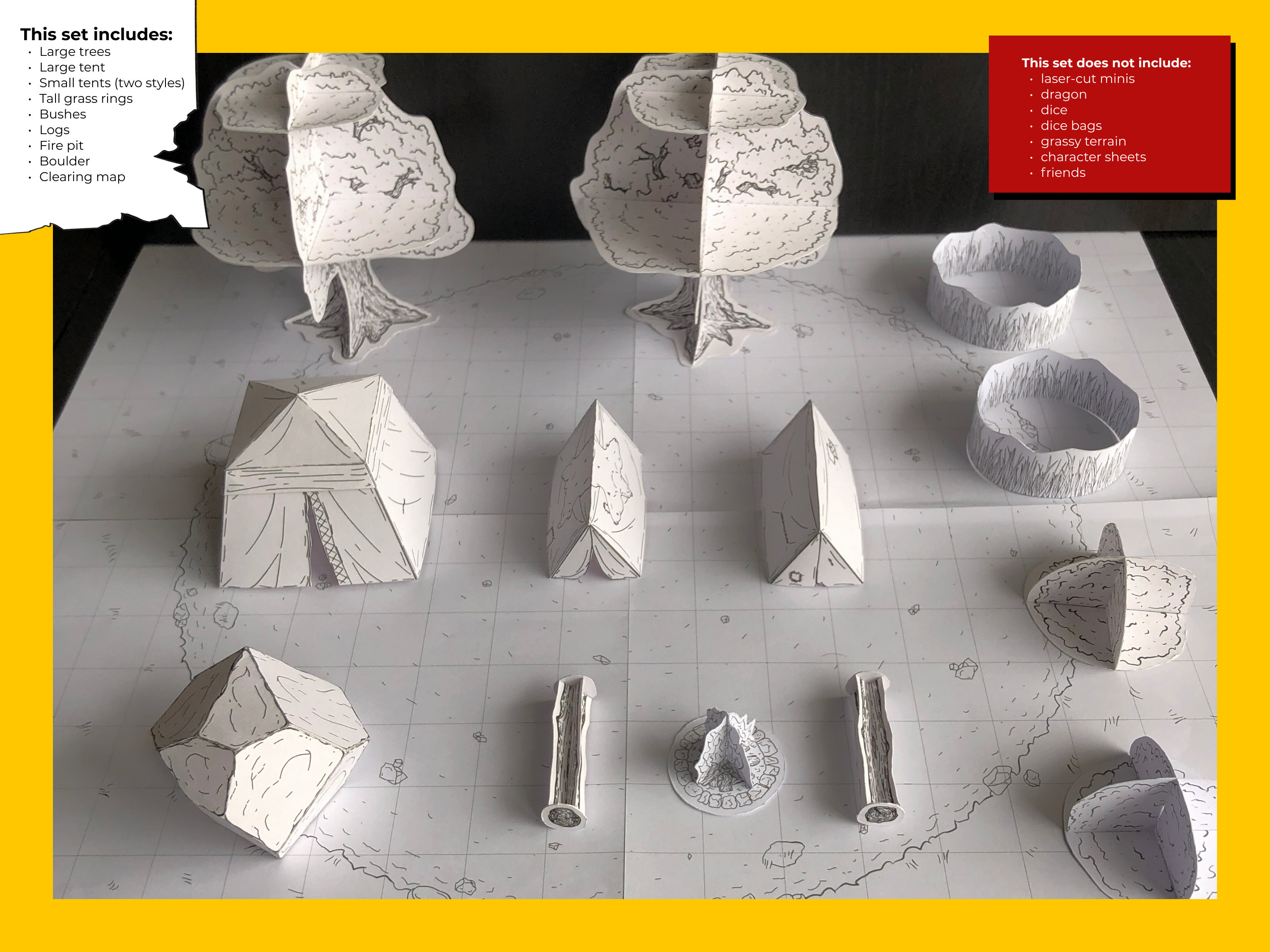 Outdoor Campsite 3D Paper Model Templates, for Dungeons and Dragons ...
