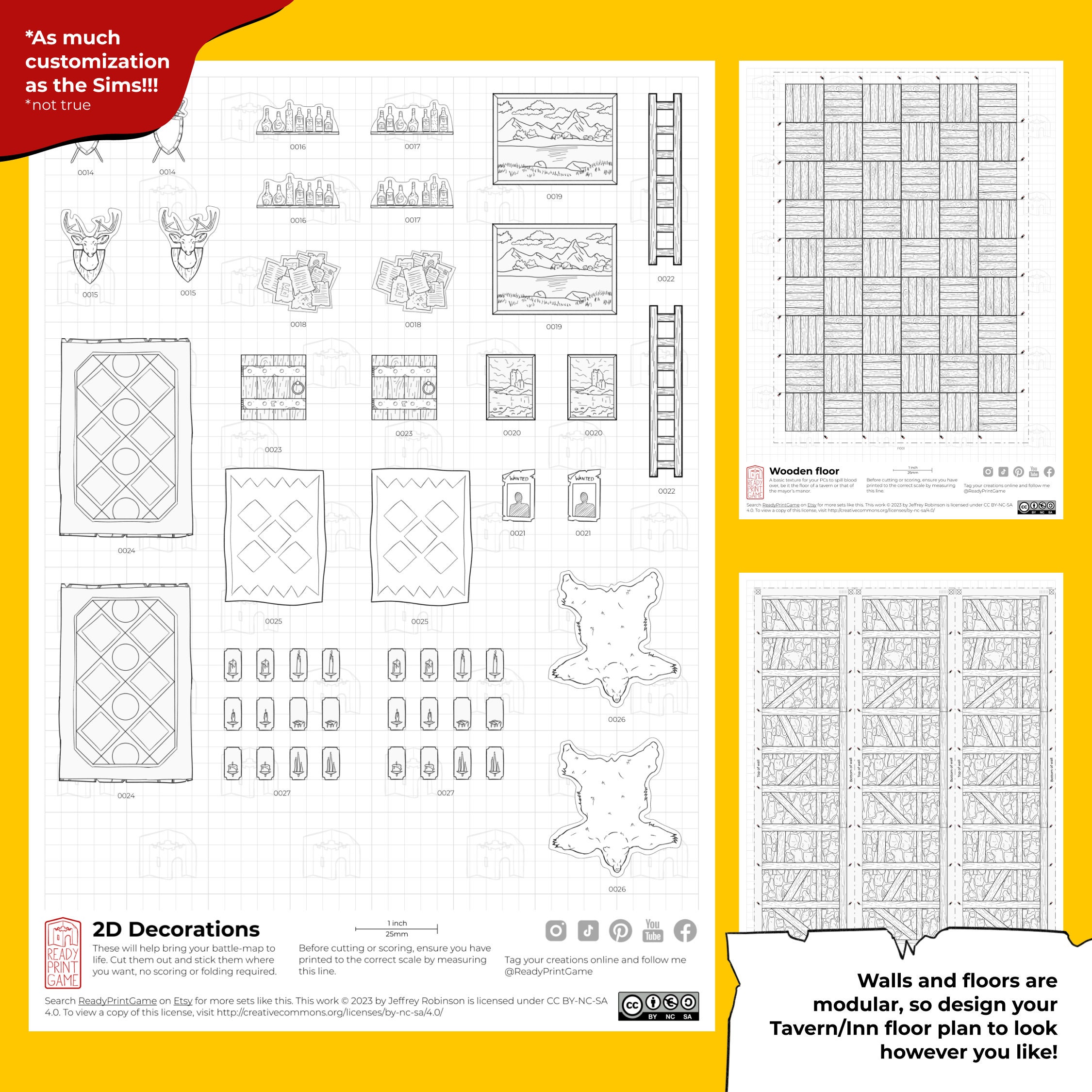 Tavern/inn 3D Paper Model Templates, Full Set for Dungeons and Dragons ...