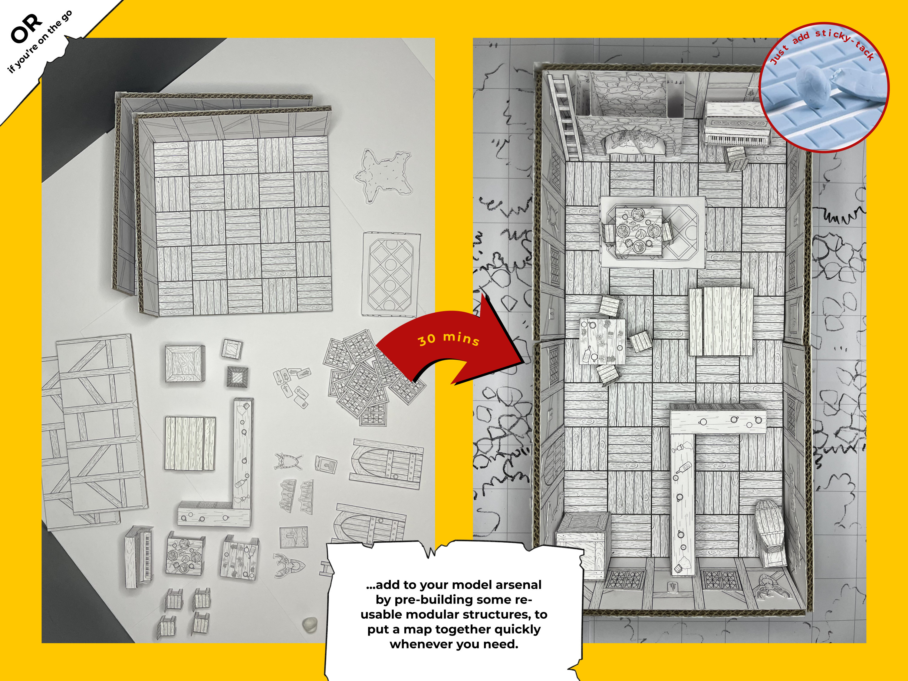 Tavern/inn 3D Paper Model Templates, Full Set for Dungeons and Dragons ...
