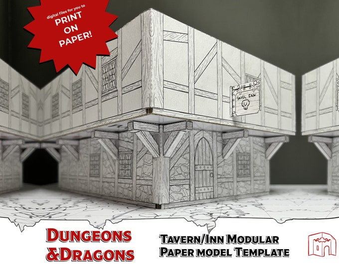 Tavern/inn 3D Paper Model Templates, Full Set for Dungeons and Dragons ...