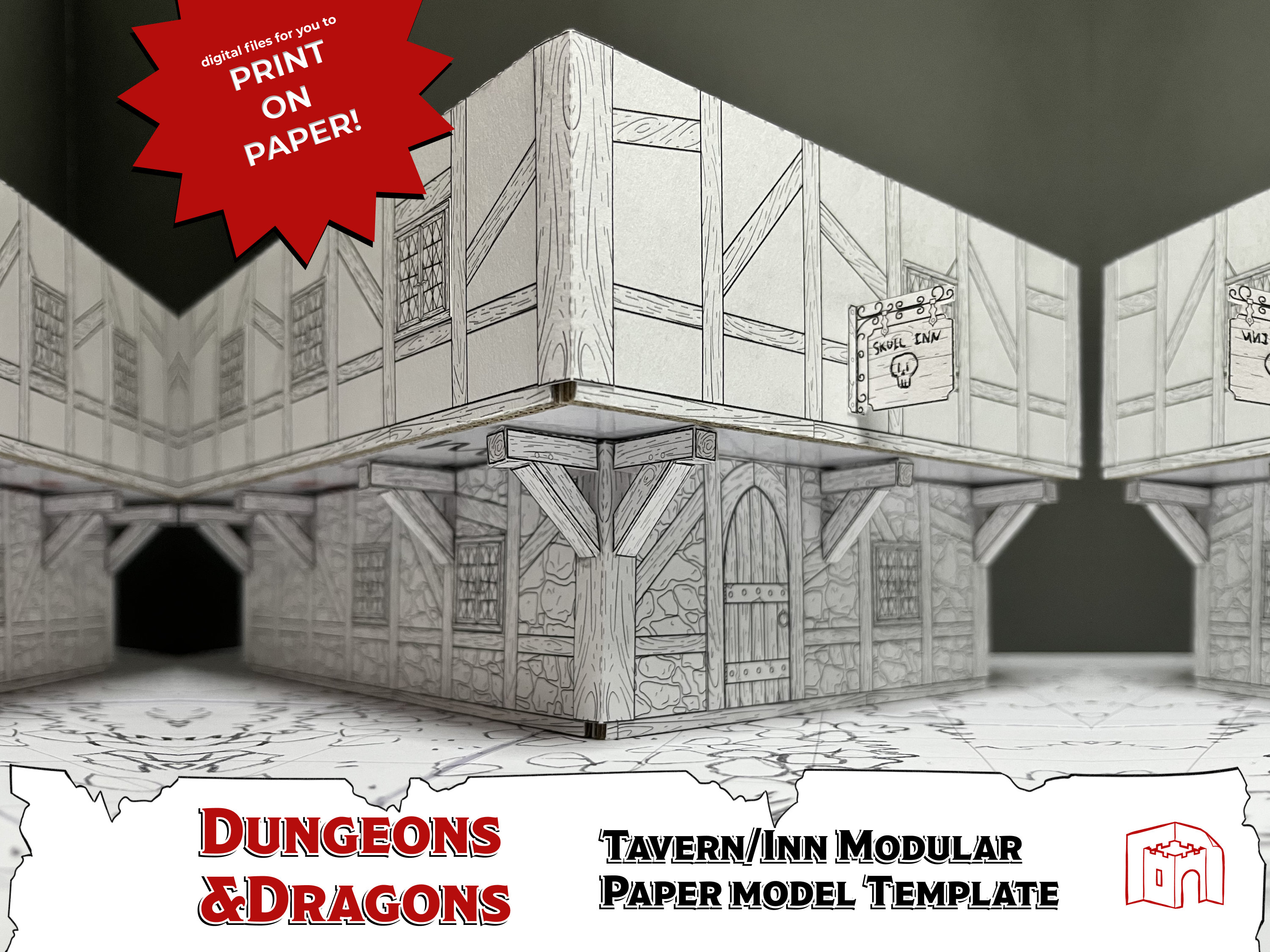 Tavern/inn 3D Paper Model Templates, Full Set for Dungeons and Dragons ...