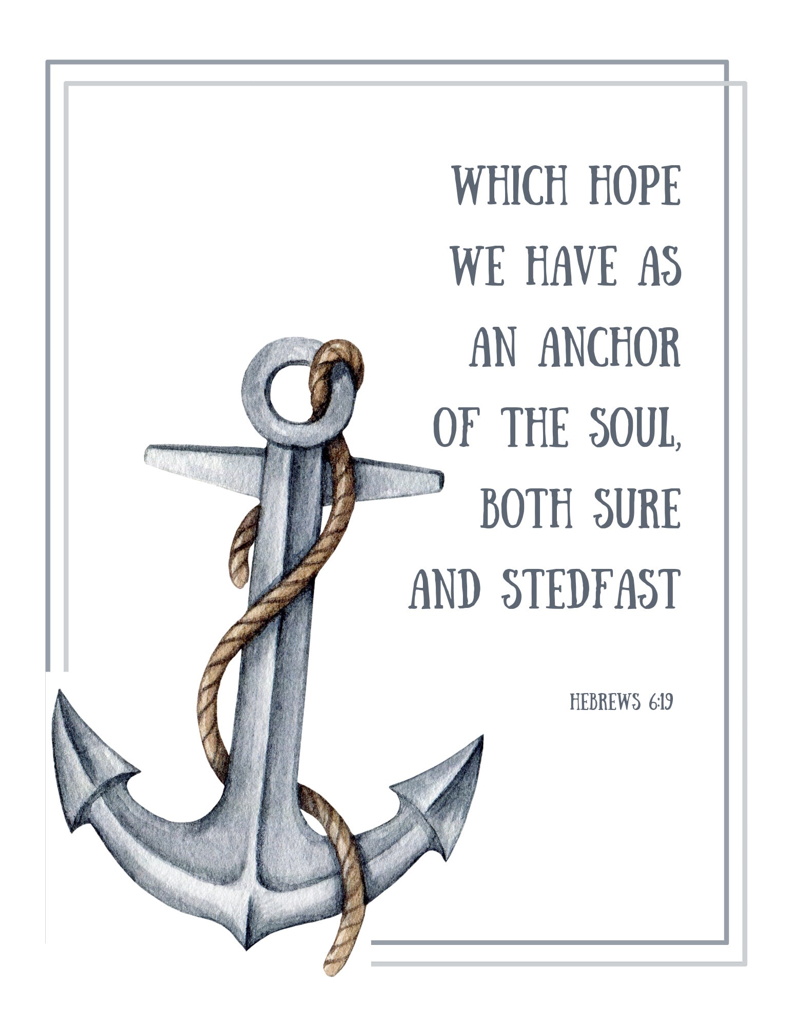 Hebrews 6:19 Print, Bible Verse, Scripture Print, Christian Decor ...
