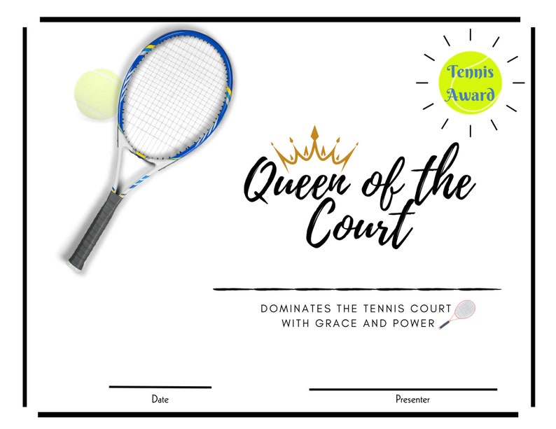 Girls Tennis Certificates Awards Editable Summer Camp End of the Season ...
